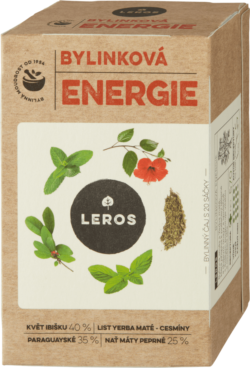 Leros bylinný čaj Bylinková energie 20x2 g, 50 g | dm.cz
