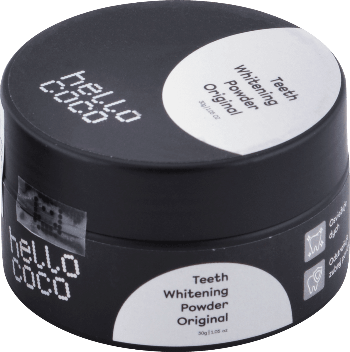 HELLO COCO Aktívne uhlie na bielenie zubov Original, 30 g trvalo ...