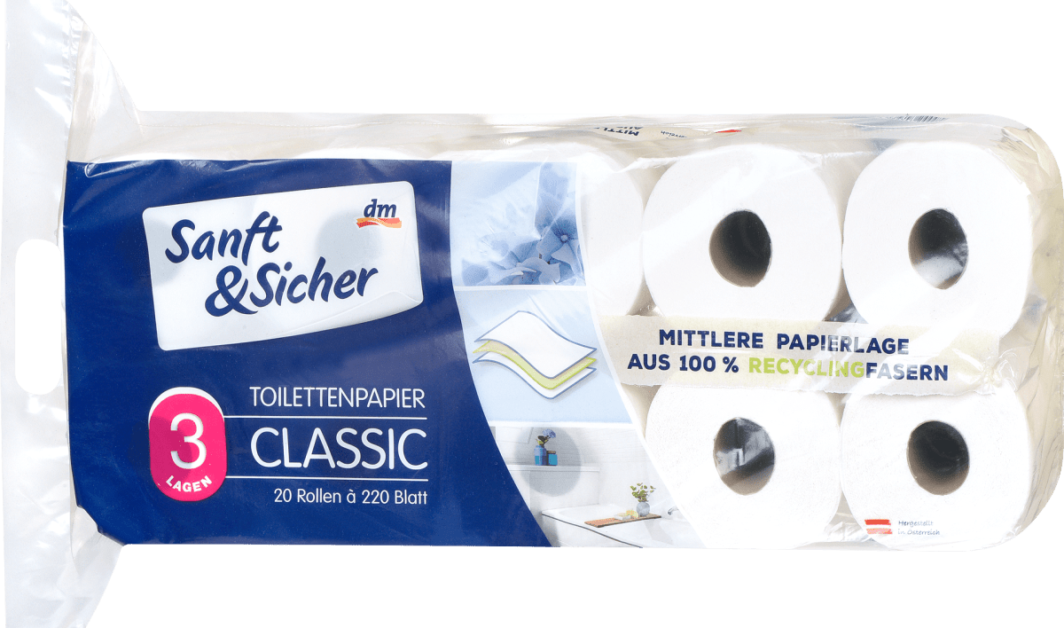 Sanft&Sicher Toaletný papier Classic 20x220, 20 ks | mojadm.sk
