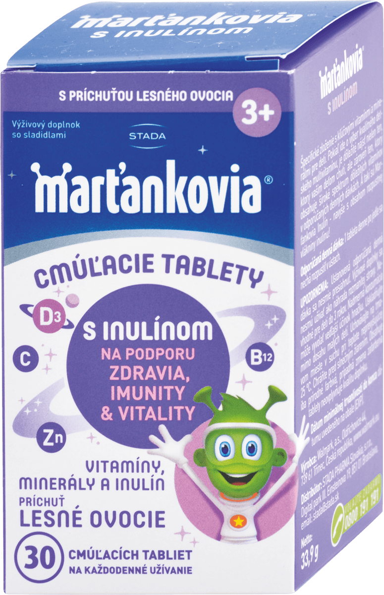 Walmark Cmúľacie tablety marťankovia s inulínom lesné ovocie, 30 ks ...