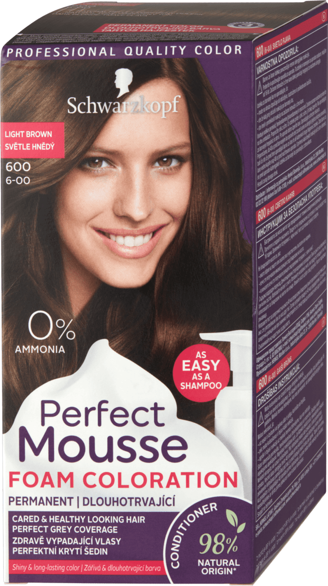 Schwarzkopf Perfect Mousse Tartós hajfesték, világosbarna 600, 1 db ...