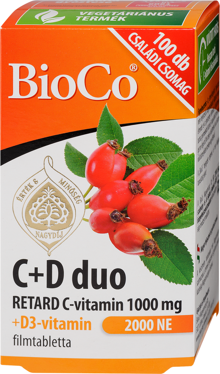 BioCo C+D-vitamin duo retard filmtabletta, 100 db, 145,5 g | dm.hu