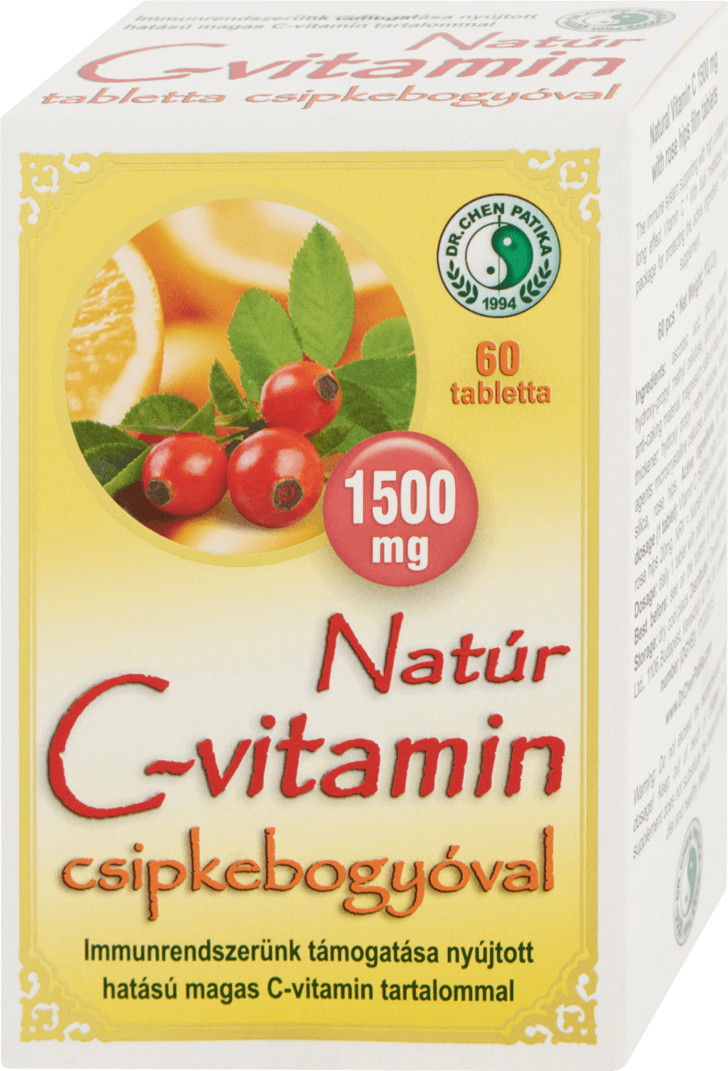 DR CHEN PATIKA Natur C-vitamin+csipkebogyó tabletta 1500 mg, 60 db | dm.hu