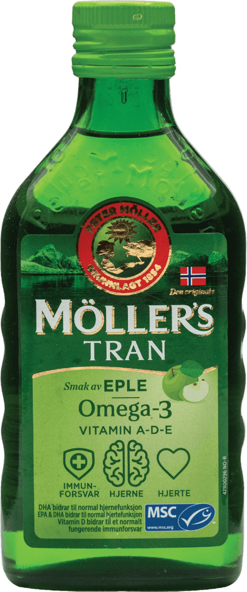 MÖLLER'S TRAN Omega 3 ulje: vitamini A, D, E - okus jabuke, 250 ml | dm ...