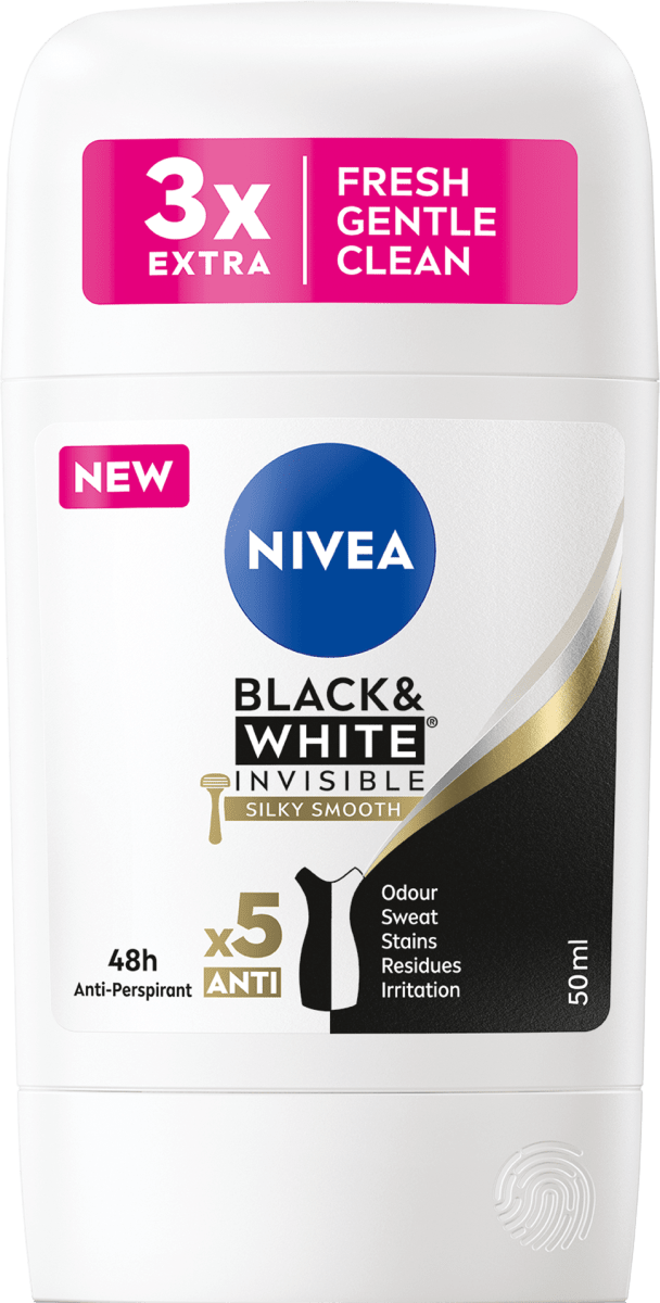 NIVEA Nivea Deo stick Black&W Silky 50ml, 50 ml | dm.ro