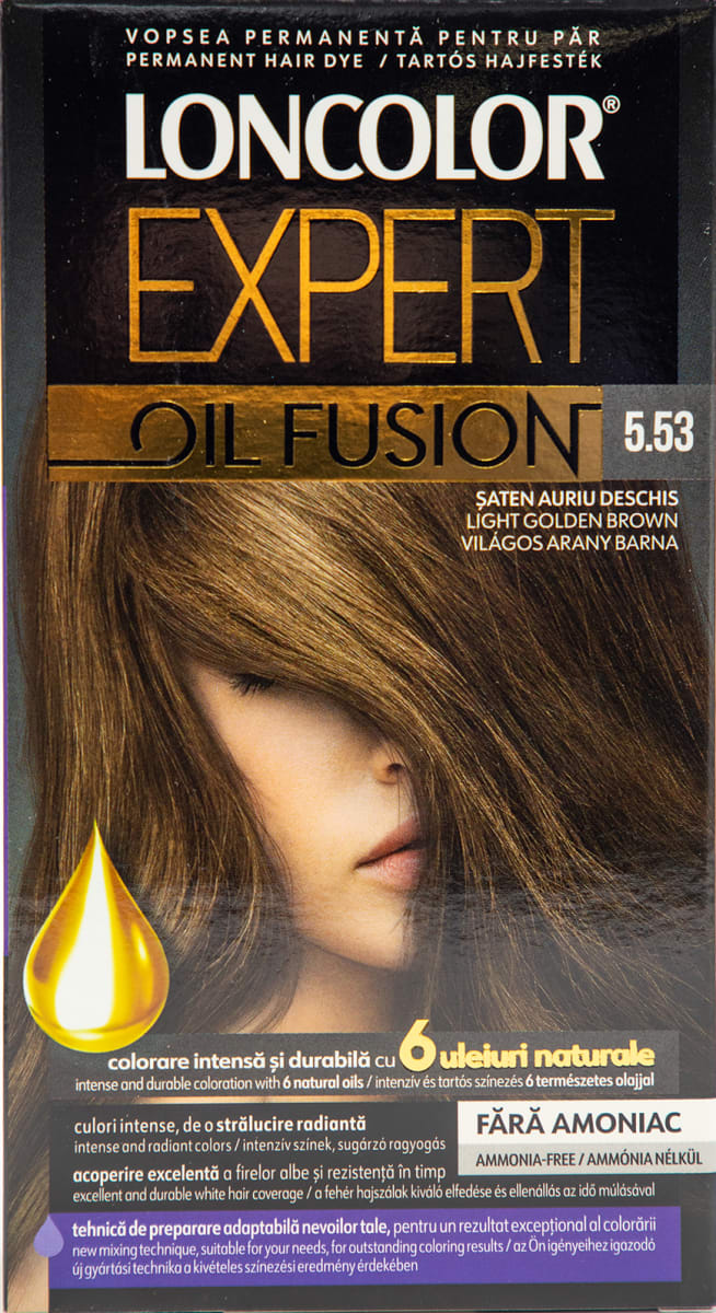 LONCOLOR EXPERT Vopsea de păr fără amoniac Oil Fusion 5.53 șaten auriu ...
