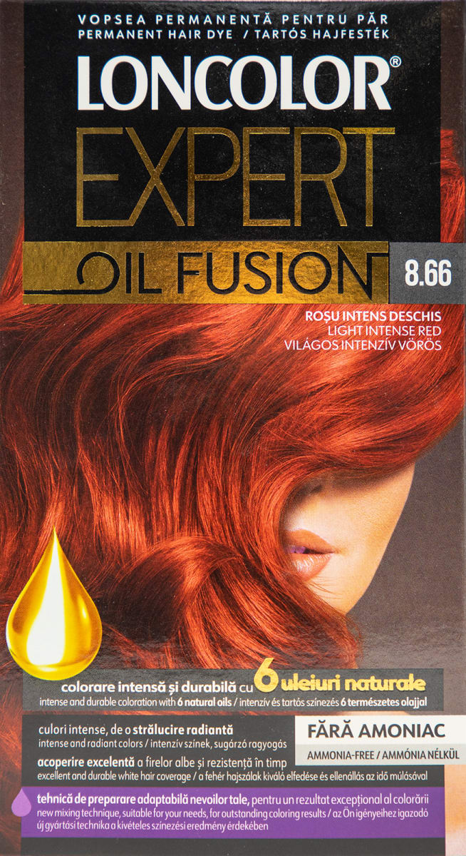 LONCOLOR EXPERT Vopsea de păr fără amoniac Oil Fusion 8.66 roșu intens ...