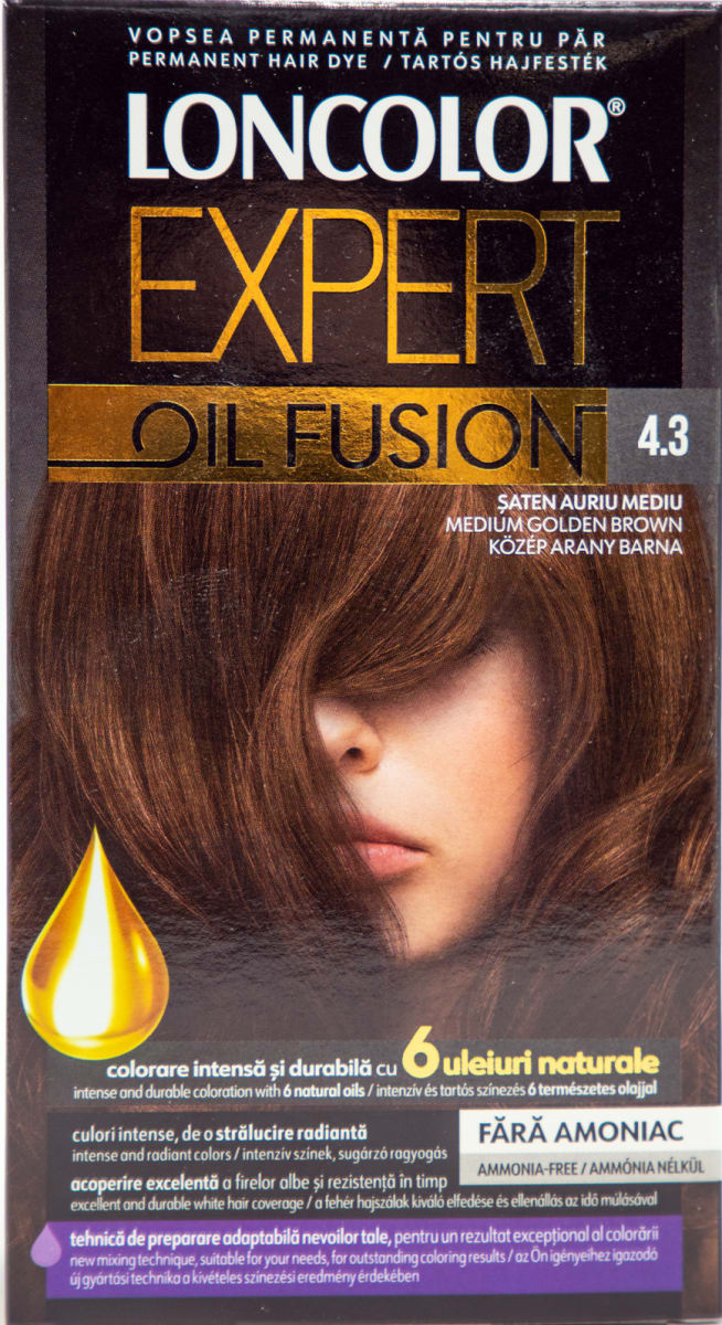 LONCOLOR EXPERT Vopsea de păr fără amoniac Oil Fusion 4.3 șaten auriu ...