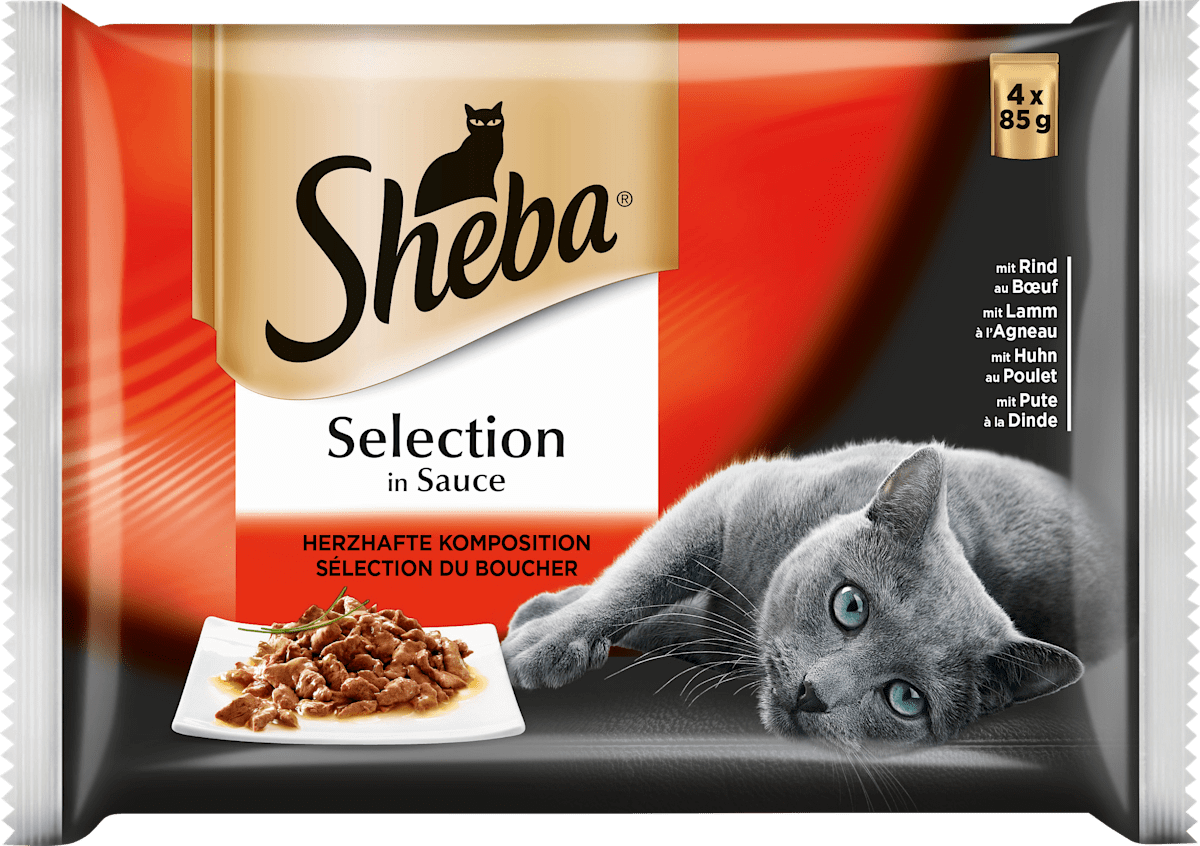 Sheba Potpuna hrana za odrasle mačke – 4 vrste mesa, 4X85g, 340 g | dm ...