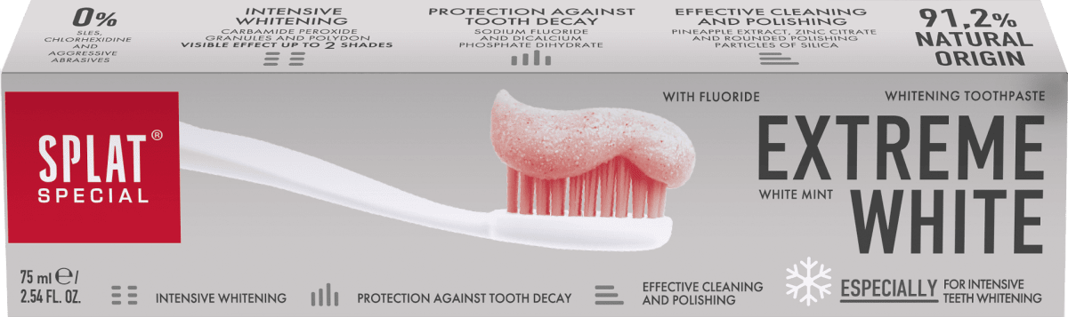 SPLAT Pastă de dinți Extreme White, 75 ml cumpără întotdeauna ieftin pe online | dm.ro