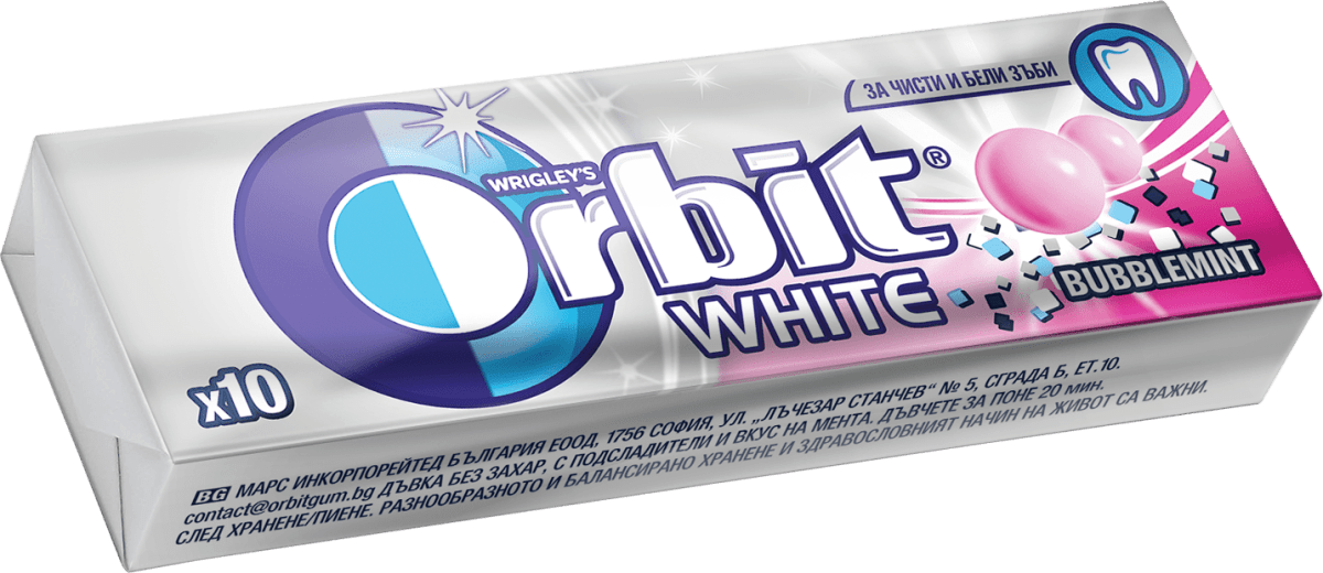 Orbit Дражета White Bubblemint, 10 бр. Пазарувай трайно изгодно онлайн