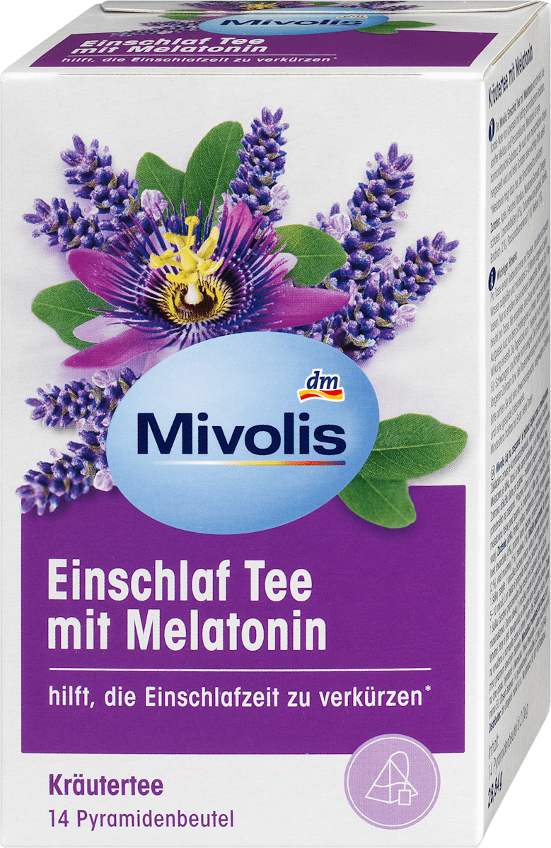 Mivolis Kräutertee Einschlaf-Tee mit Melatonin (14 Beutel), 28 g ...