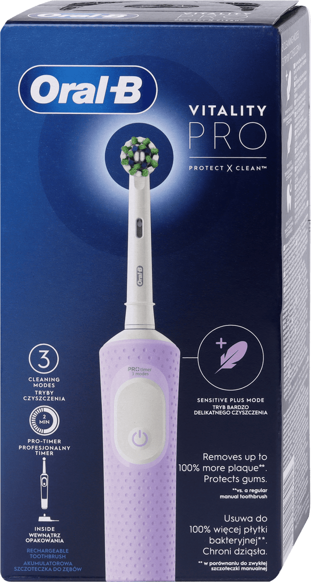 Oral-B Elektromos fogkefe Vitality Pro Protect x Clean, lila, 1 db ...