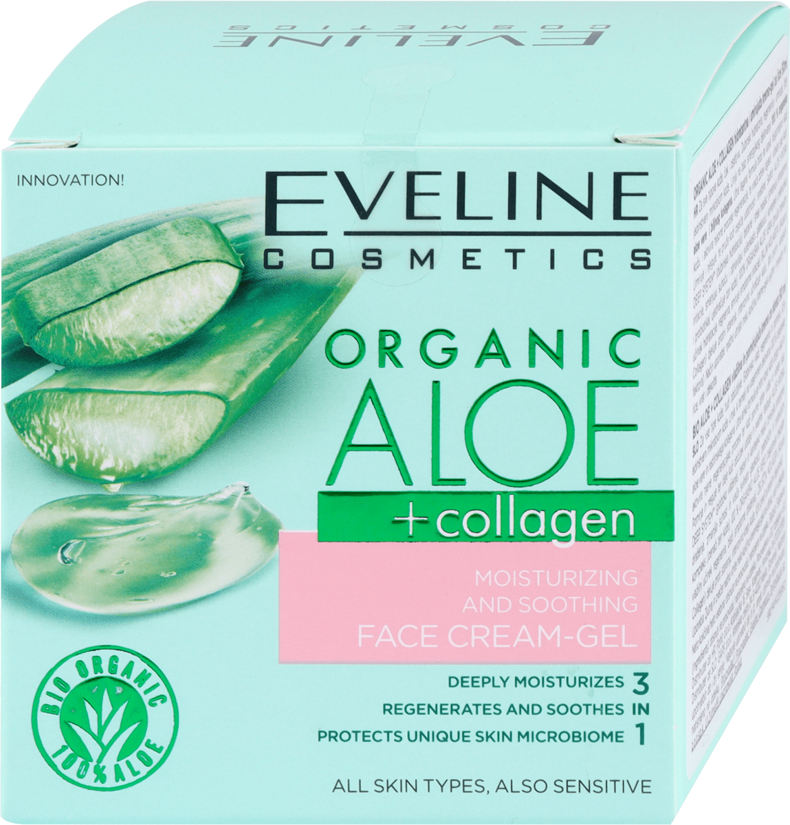 EVELINE COSMETICS Organic Aloe+collagen gel-krema za lice, 50 ml | dm.hr