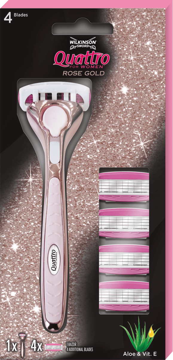 WILKINSON SWORD Quattro Rose Gold brijač + 5 britvica, 1 kom. trajno ...