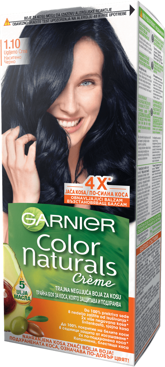 GARNIER Color naturals Boja za kosu br. 1.10 ugljeno crna, 1 kom uvek ...