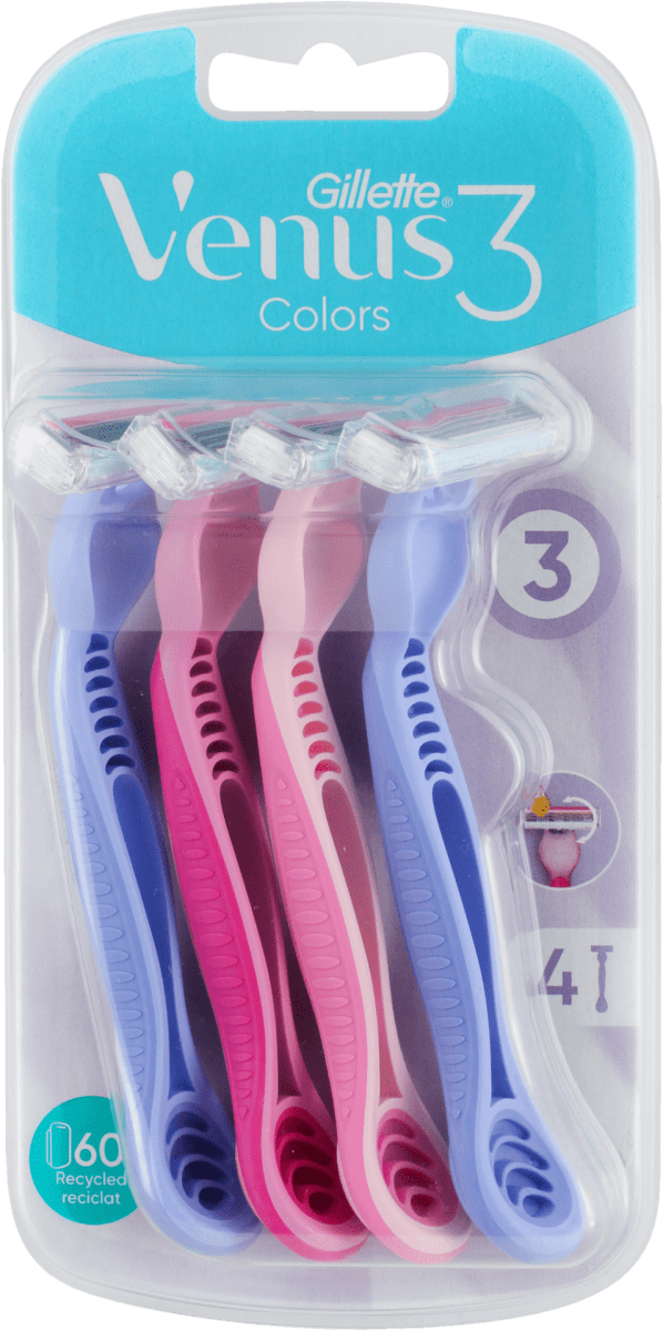Gillette Venus Colors 3, ženski brijač, 4 kom | dm.rs