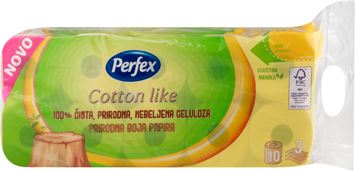 Perfex Cotton like prirodna boja papira - toalet papir, 10 kom | dm.rs