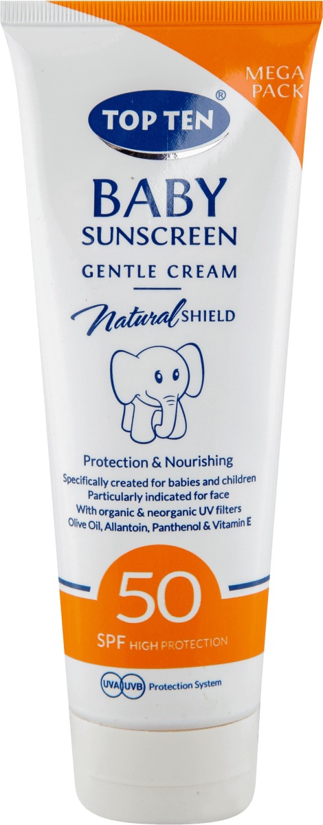 TOP TEN BABYS SUNSCREEN krema za zaštitu od sunca, SPF 50, 250 ml | dm.rs