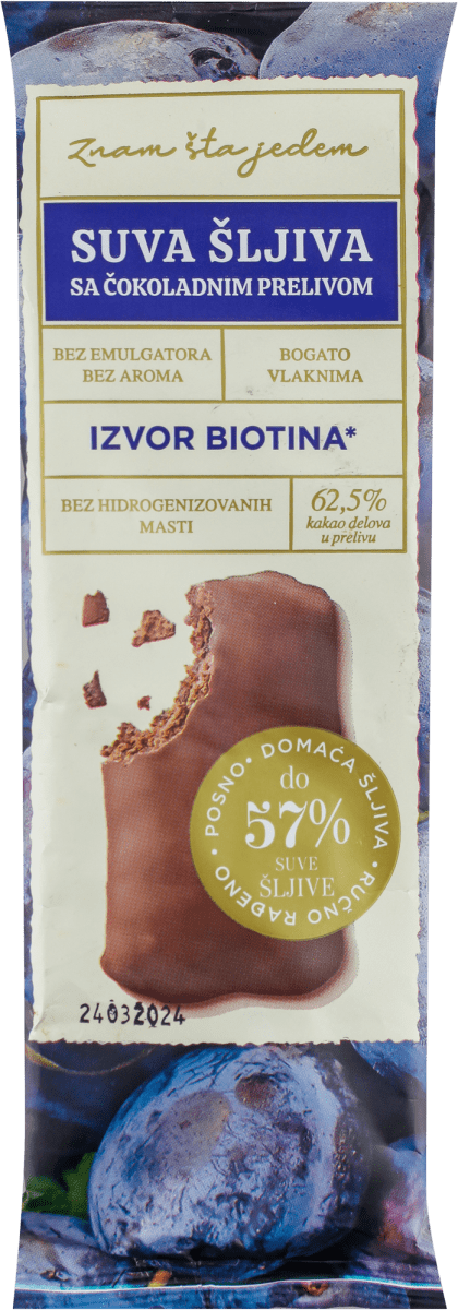 Znam šta jedem SUVA ŠLJIVA SA ČOKOLADNIM PRELIVOM - desert, 90 g uvek ...