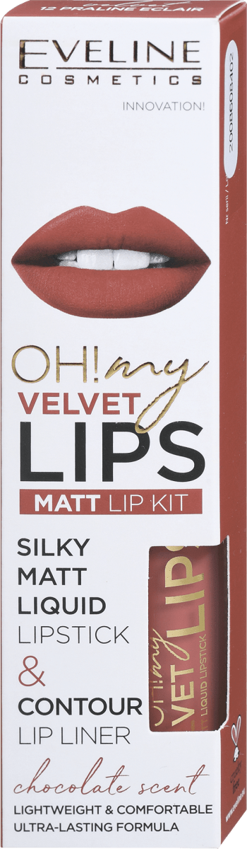 EVELINE COSMETICS Set za ličenje ustnic OH! my VELVET Lips MATT LIP KIT 12 Praline Eclair, 4,5 ...