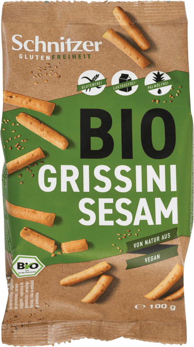 Schnitzer Bio brezglutenski grissini sezam, 100 g | dm.si