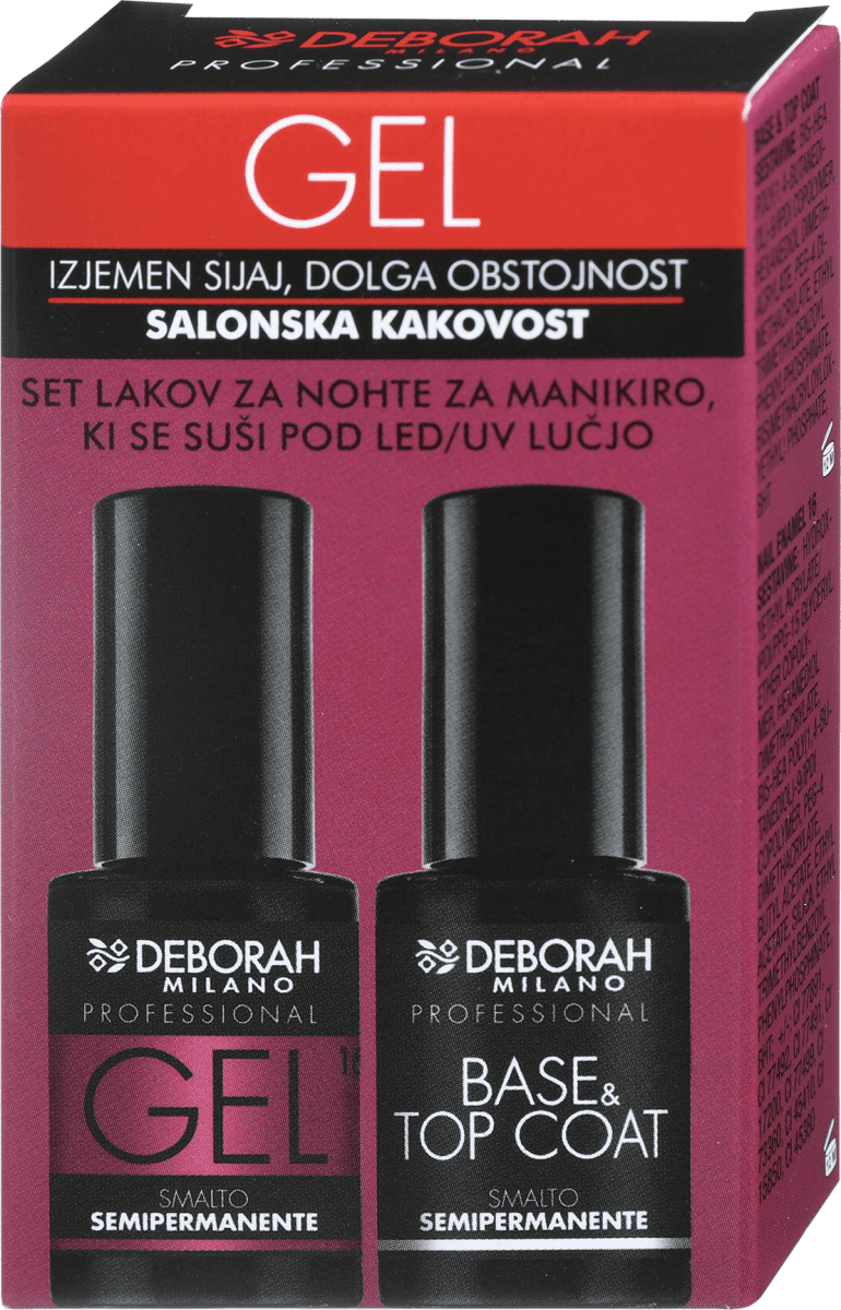DEBORAH MILANO Set gel lak za nohte 16 + podlak in nadlak SEMI PERMANENT, 1 kos | dm.si