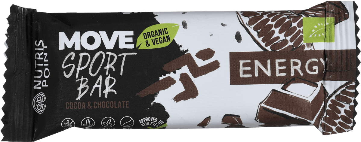 NUTRISPOINT Bio energijska ploščica MOVE Cocoa & Chocolate, 40 g | dm.si