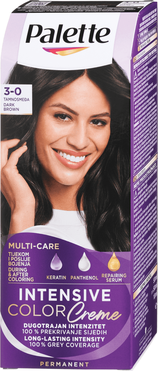 Palette Intensive Color Creme Barva za lase 3-0 Temno Rjava, 1 kos | dm.si