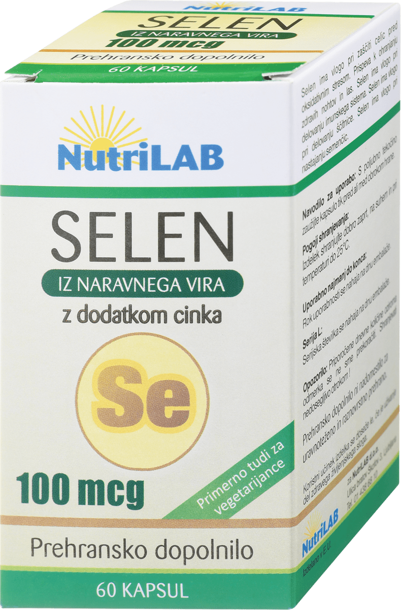 NutriLAB Prehransko dopolnilo Selen 100mcg z dodatkom cinka, 60 kos | dm.si