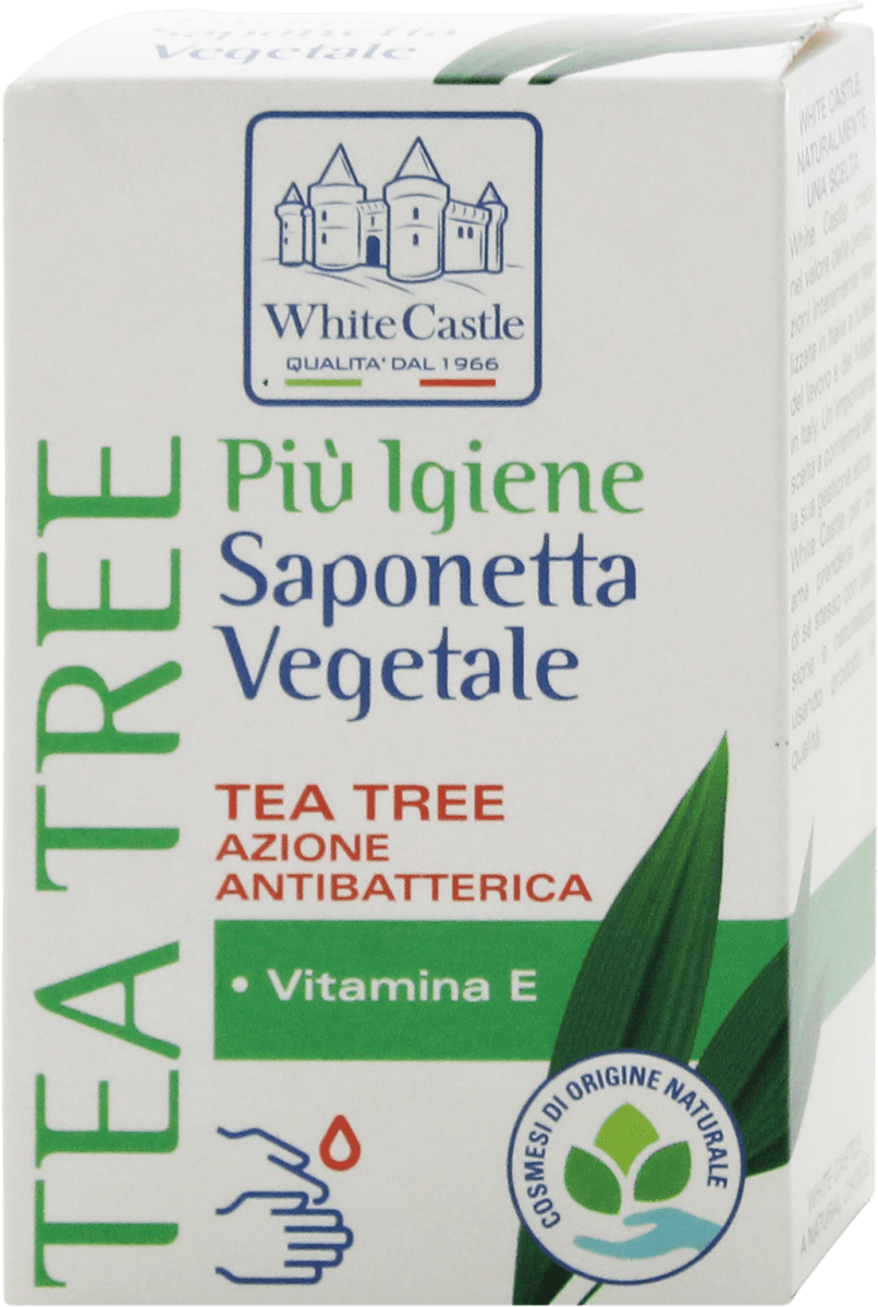 White Castle Sapone solido vegetale Tea Tree, 100 g | dm Italia