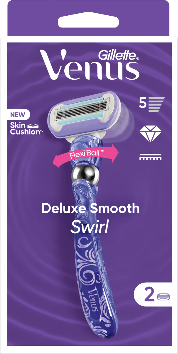 Gillette Venus Venus Deluxe Smooth Swirl rasoio da donna + 2 lamette, 1 ...