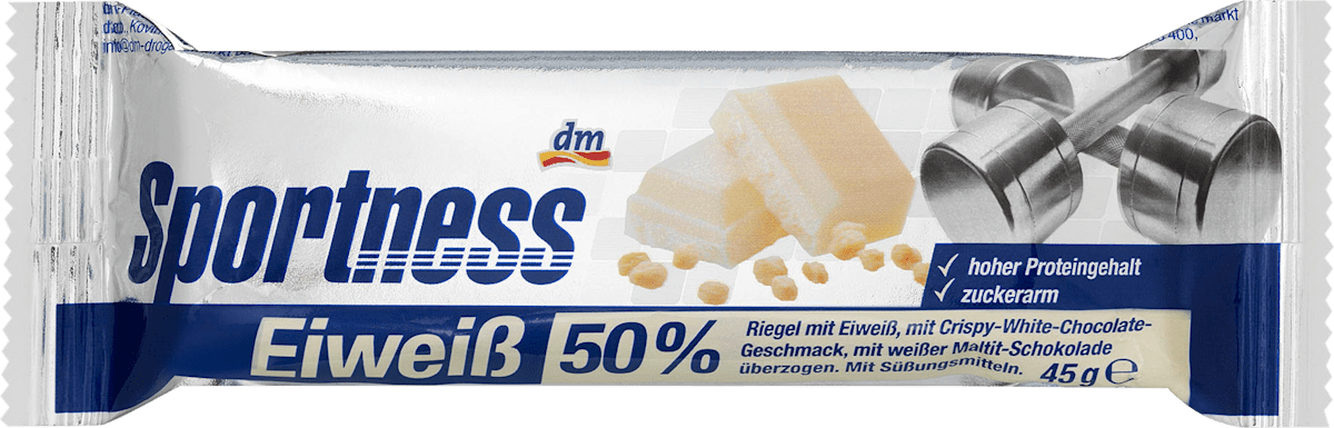 Sportness Eiweißriegel 50%, Crispy White Chocolate Geschmack, 45 g ...