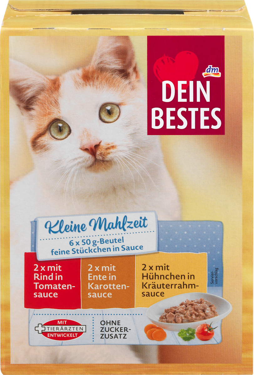 Dein Bestes Nassfutter Katze mit Huhn, Rind & Ente in Sauce, kleine ...