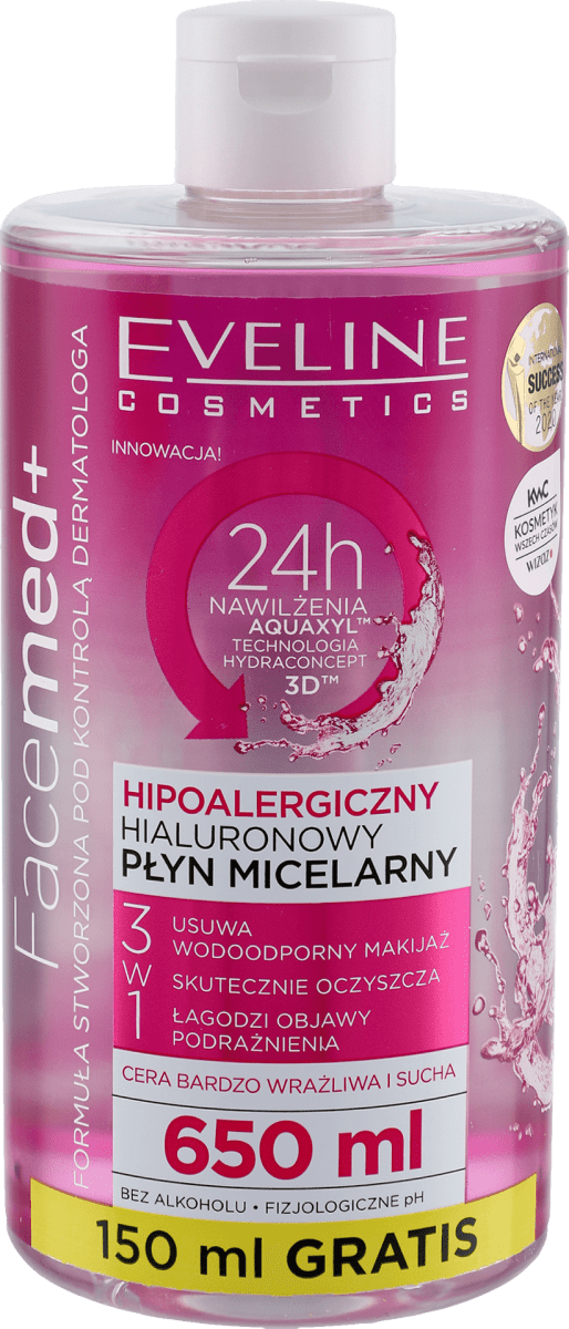EVELINE COSMETICS Facemed hialuronowy 3w1 płyn micelarny, 650 ml kupuj w zawsze korzystnych ...