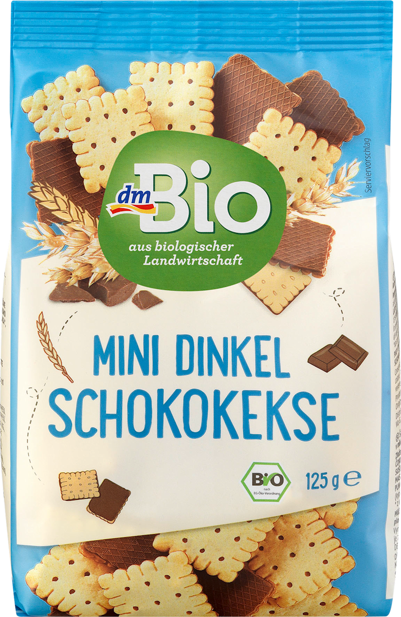 dmBio Mini špaldové maslové keksy polomáčané v mliečnej čokoláde, 125 g ...