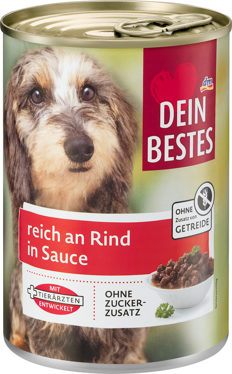 Dein Bestes Nassfutter Hund mit Rind in Sauce, 400 g dauerhaft günstig ... Dein Bestes Nassfutter Hund mit Rind in Sauce, 400 g dauerhaft günstig ...