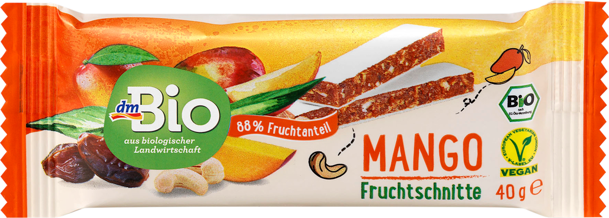 dmBio Fruchtschnitte Mango, 40 g dauerhaft günstig online kaufen | dm.de
