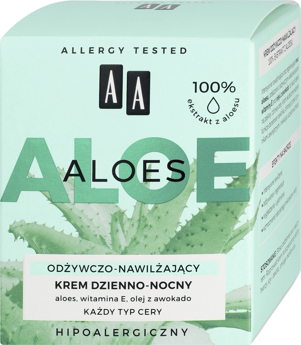 AA Aloes 100% aloe vera extract Krem odżywczo-nawilżający dzień/noc, 50 ml kupuj w zawsze ...