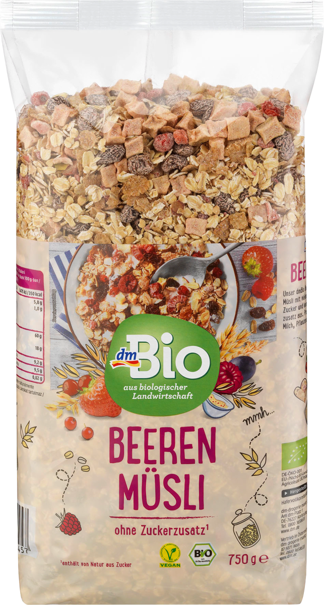 dmBio Musli z owocami jagodowymi, 750 g kupuj w zawsze korzystnych ...