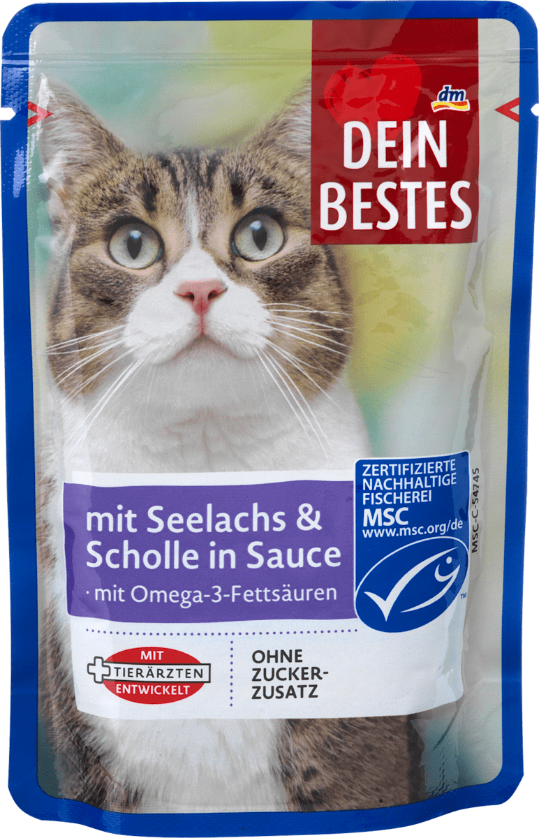 Dein Bestes Nassfutter Katze mit Seelachs & Scholle in Sauce, 100 g | dm.at