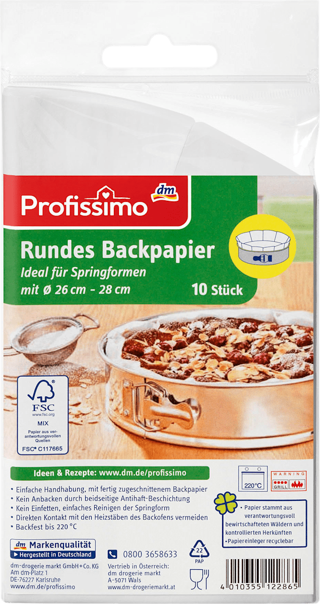 Profissimo Backpapier rund (Ø26cm–28cm), 10 St dauerhaft günstig online ...