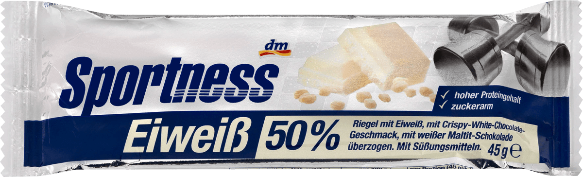 Sportness Eiweiß-Riegel 50 %, Crispy-White-Chocolate-Geschmack, mit ...