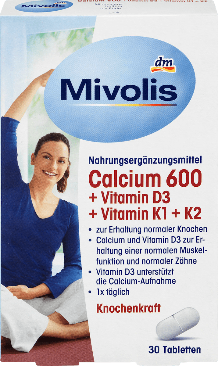 Mivolis Calcium 600 + Vitamin D3 + K1 + K2, 30 St., 51 g dauerhaft ...