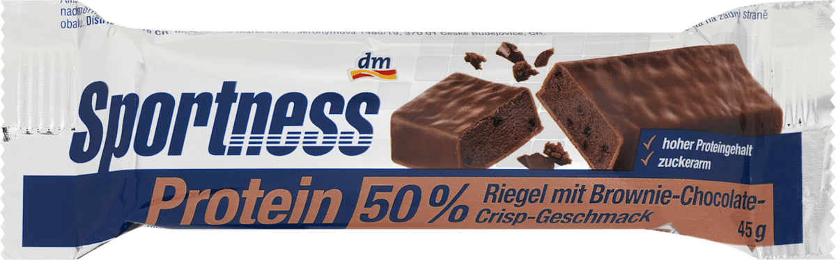 Sportness Proteinriegel 50%, Brownie Chocolate Crisp Geschmack, 45 g ...