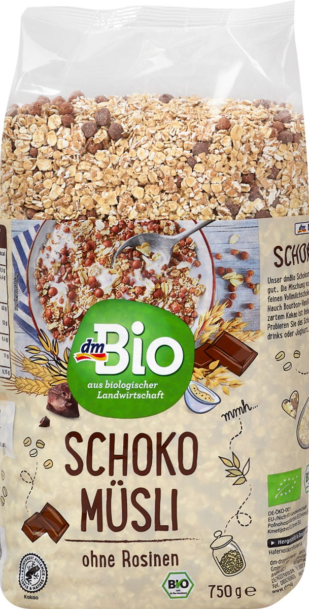 dmBio Bio muesli s polnozrnatimi ovsenimi in pšeničnimi kosmiči s ...