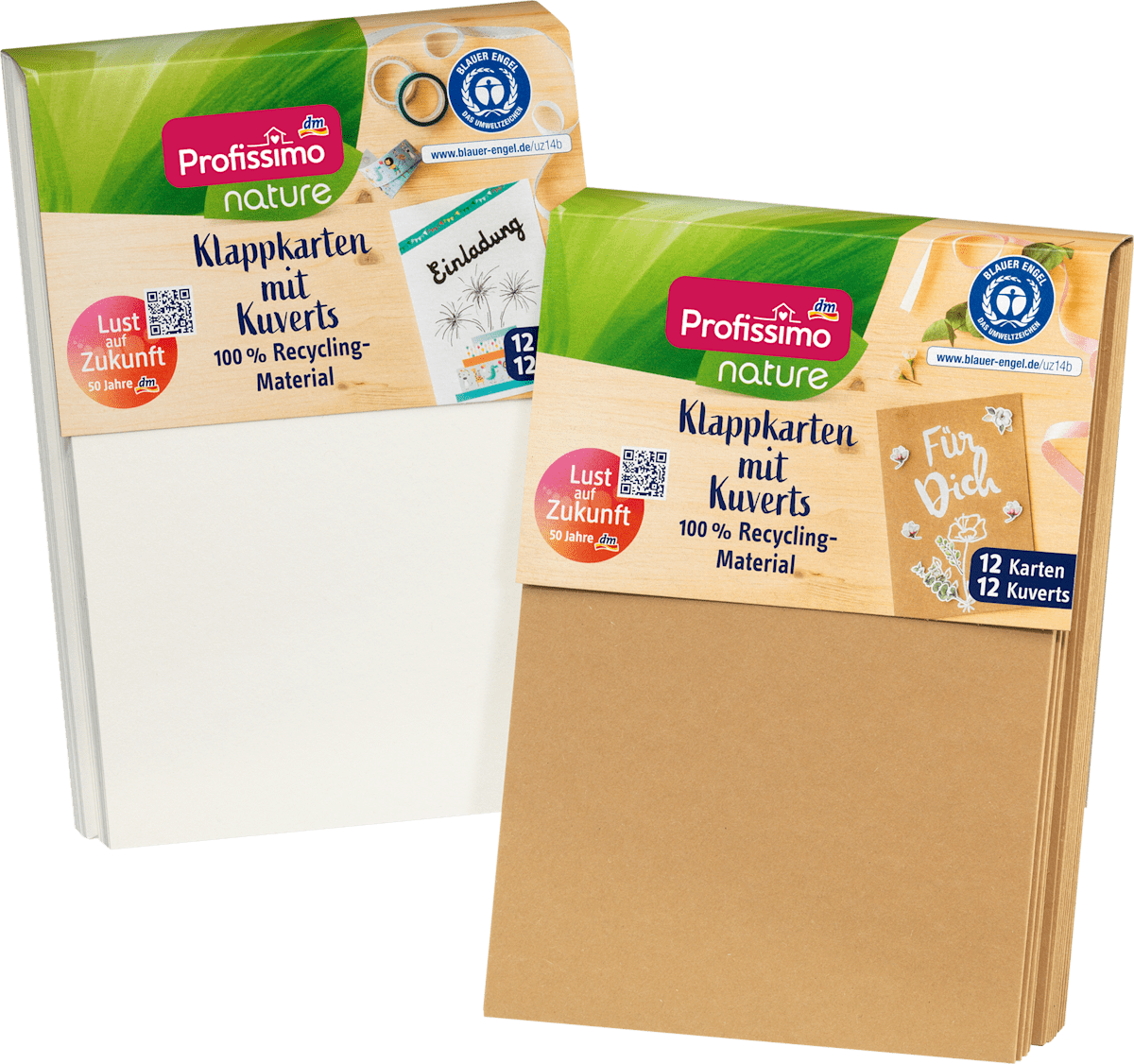 Profissimo nature Klappkarten-Set mit Kuverts aus Recycling-Material ...