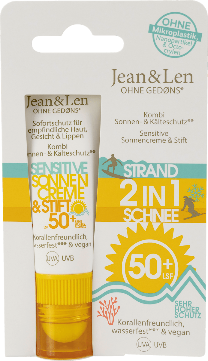 Jean&Len Sonnenschutz Kombi Gesicht Creme & Stift, LSF 50+, 20 ml ...