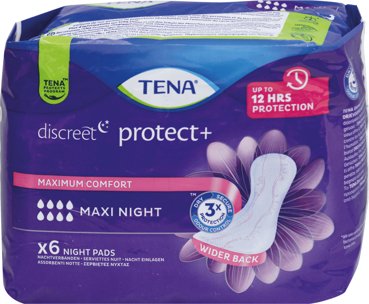 TENA Assorbenti discreet protect+ notte maxi per incontinenza, 6 pz ...