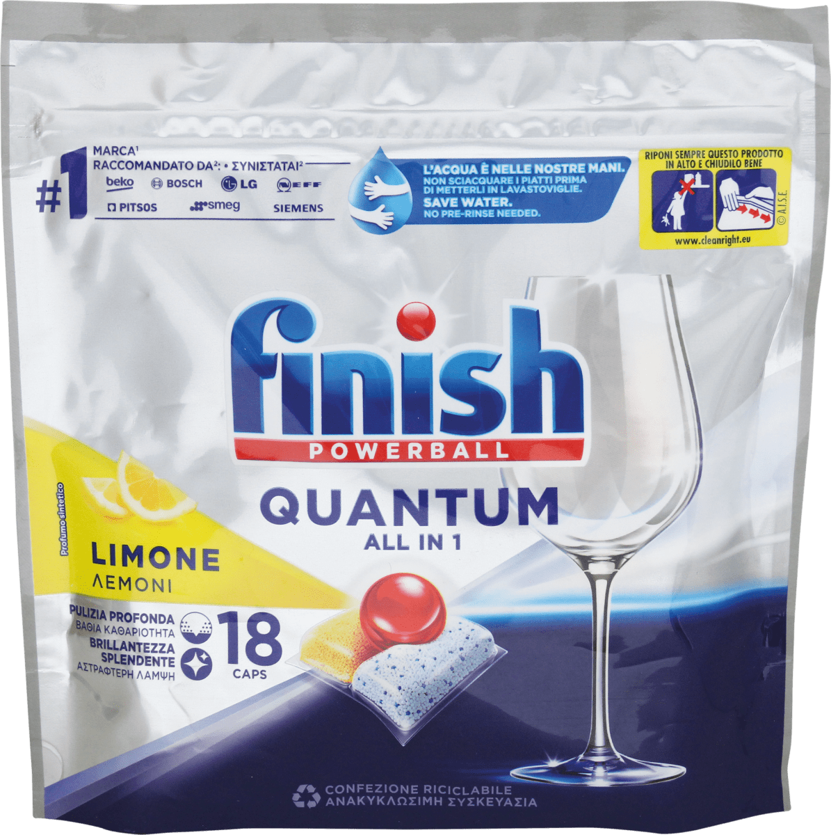 Finish Caps per lavastoviglie Quantum All in 1 al limone, 18 pz ...